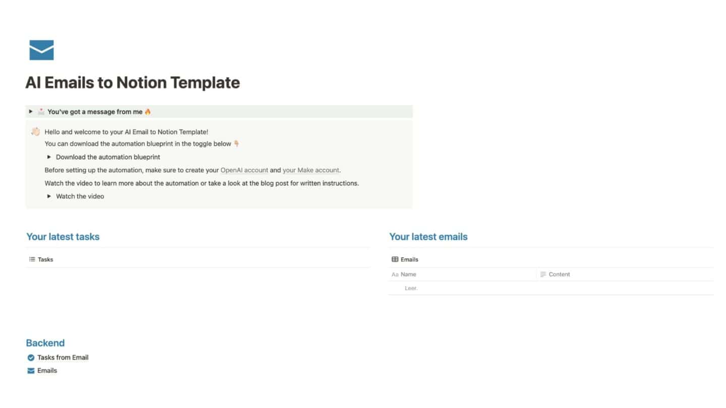 AI-Powered Email Assistant Free Notion Template
