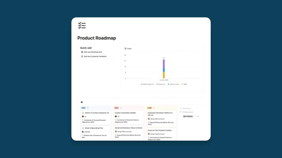 Notion Product Roadmap Free Template