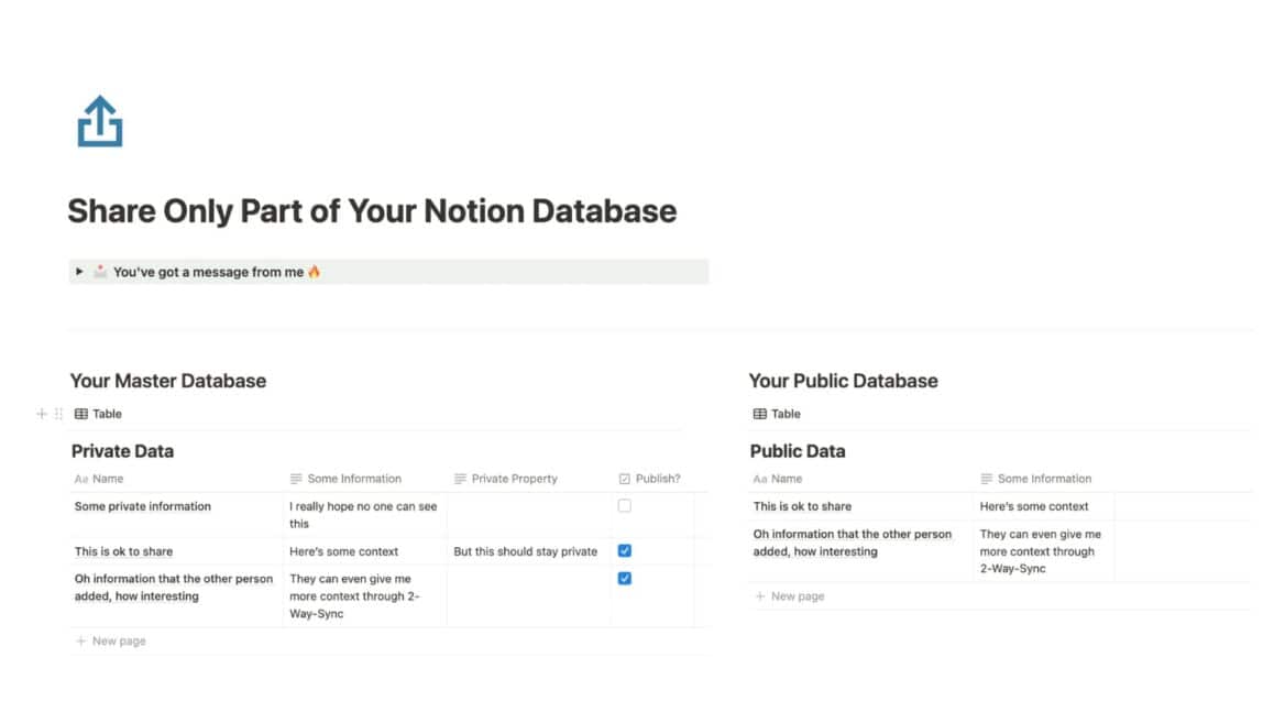 Share Parts of a Database Free Notion Template